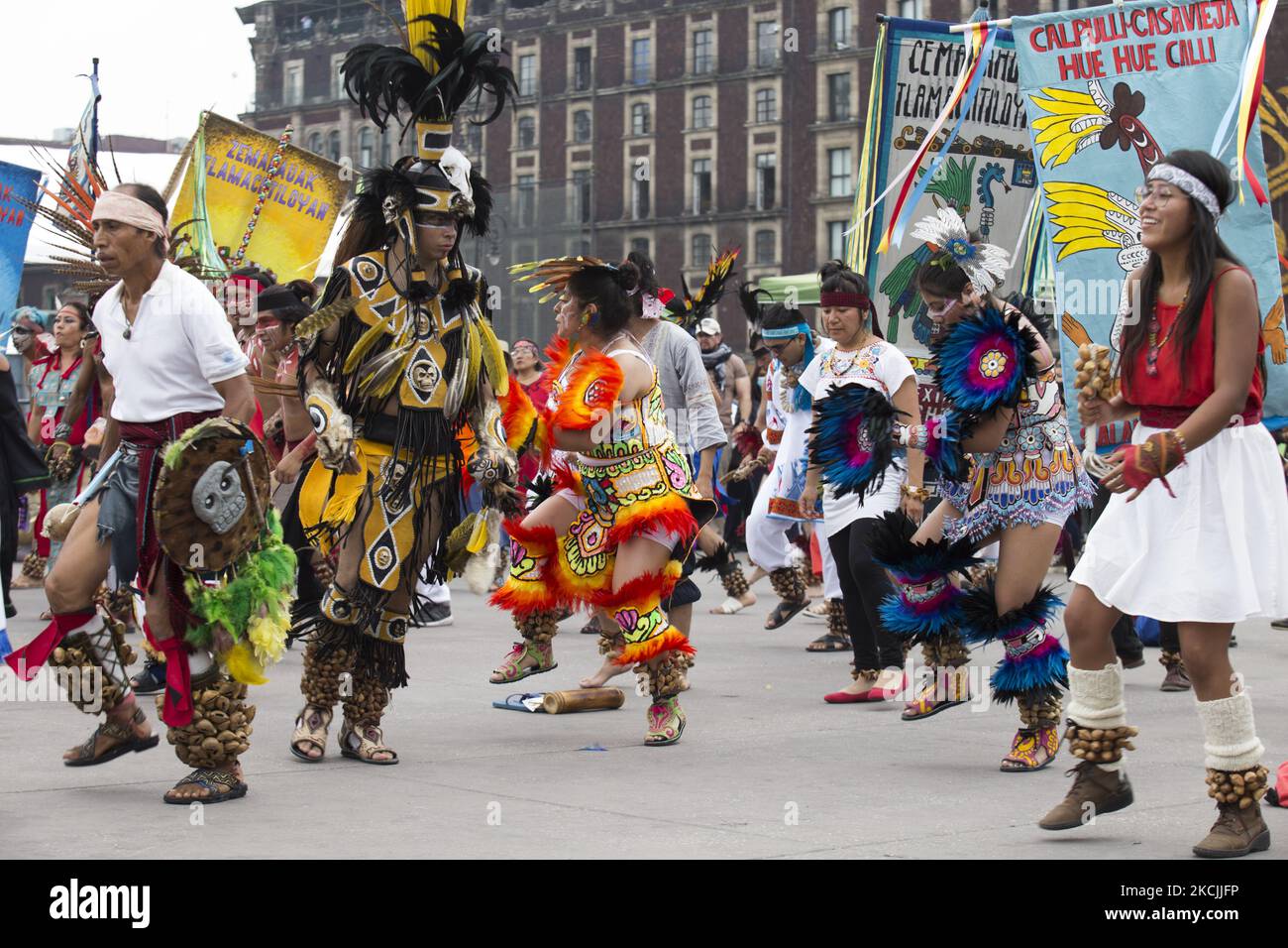 Members of various groups of Aztec or Mexicas dancers perform in the ...
