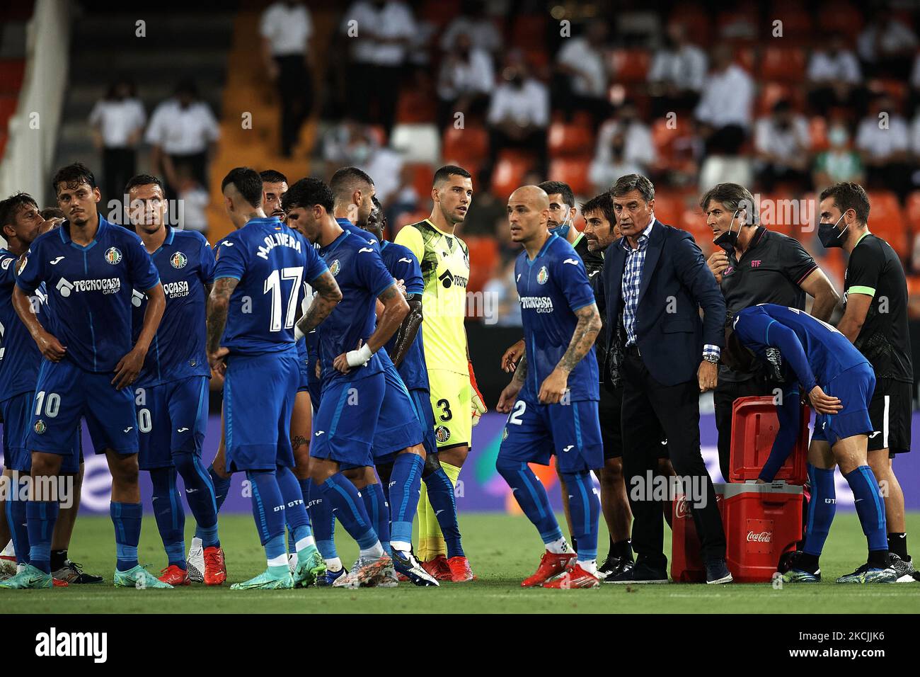 Jose Miguel Gonzalez "Michel" head coach of Getafe gives instructions ...