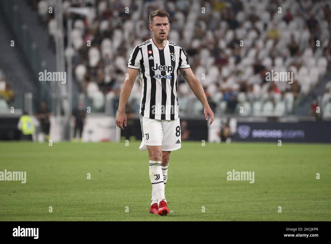 Aaron Ramsey of Juventus looks on during to the pre-season friendly ...