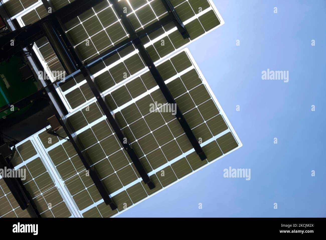 Solar photovoltaic panels mounted on metal frame for producing clean ...
