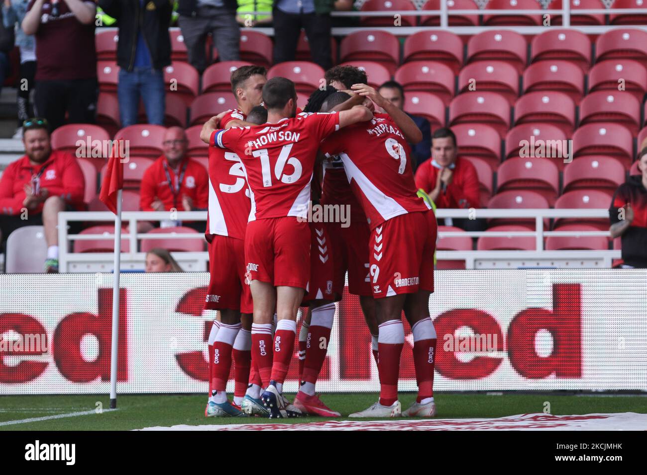 Middlesbrough celebrate their goal during the Sky Bet Championship ...