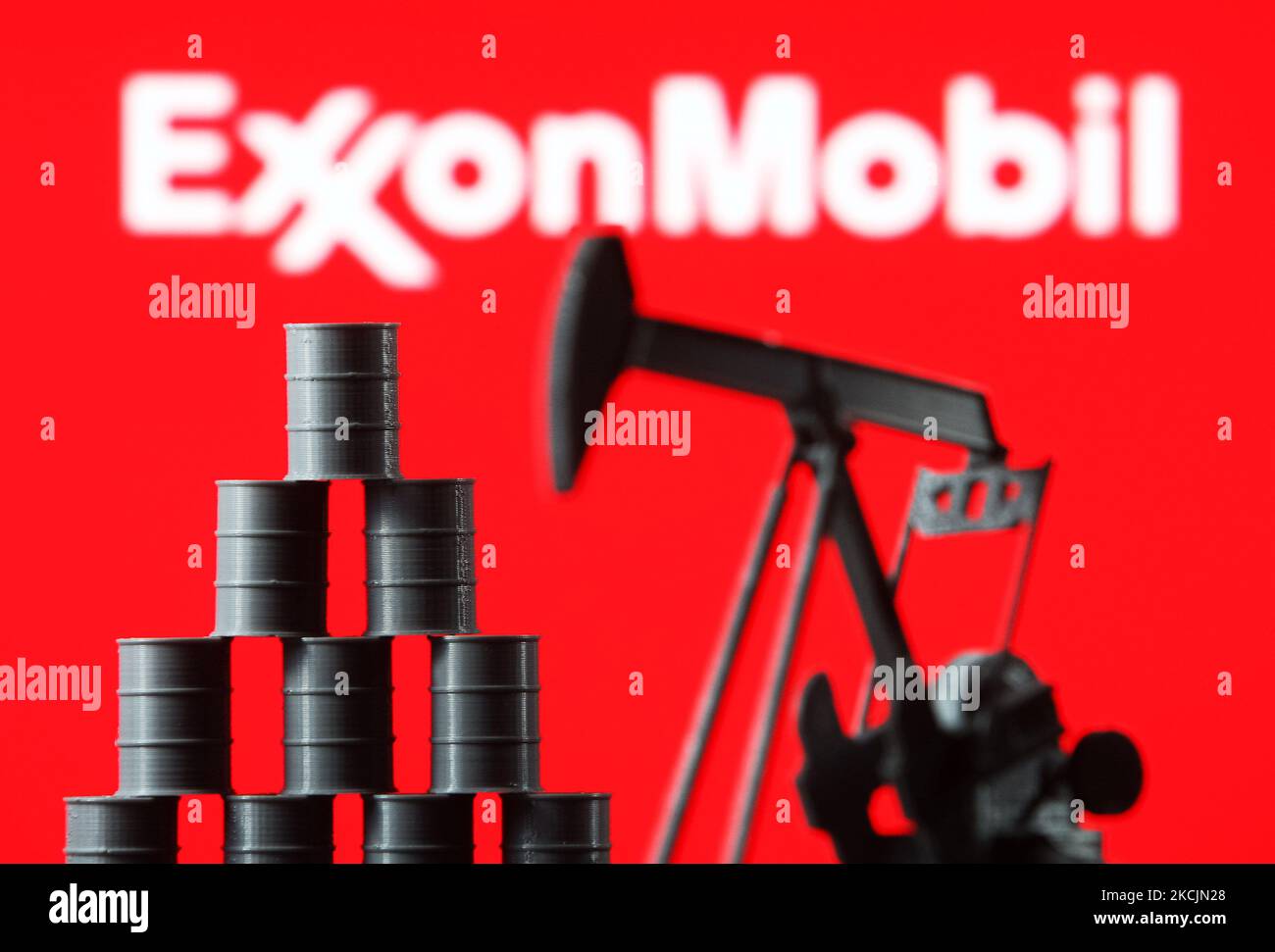 ExxonMobil (Exxon Mobil Corporation) company logo and miniature models ...