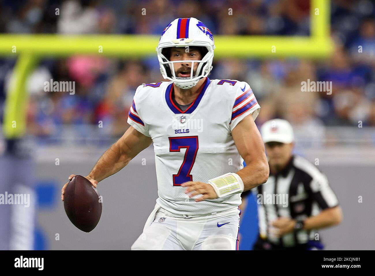 Buffalo Bills quarterback Davis Webb (7) looks to pass the ball during ...