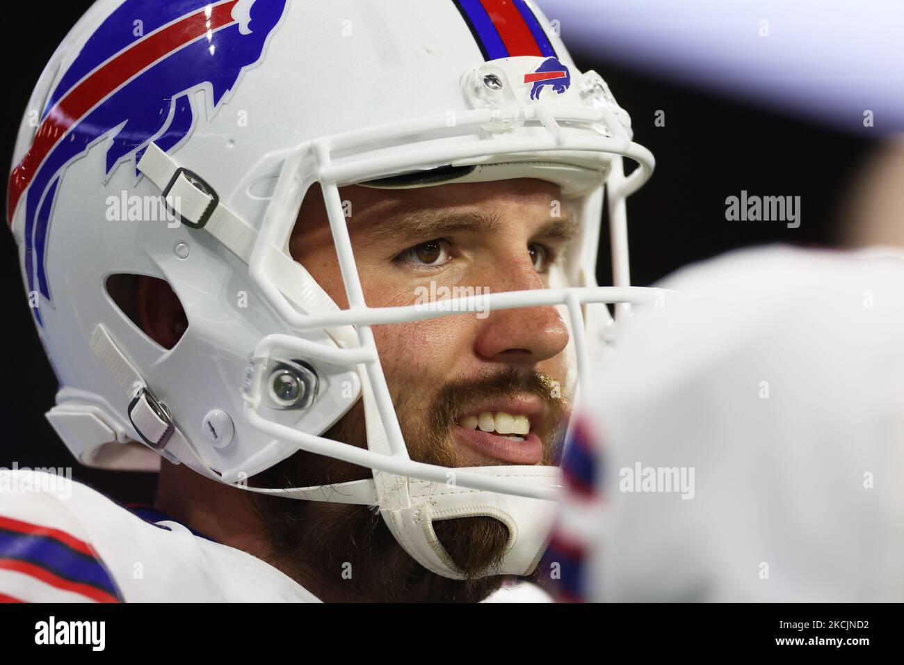 Buffalo Bills long snapper Reid Ferguson (69) looks on from the sidelines during the second half ...
