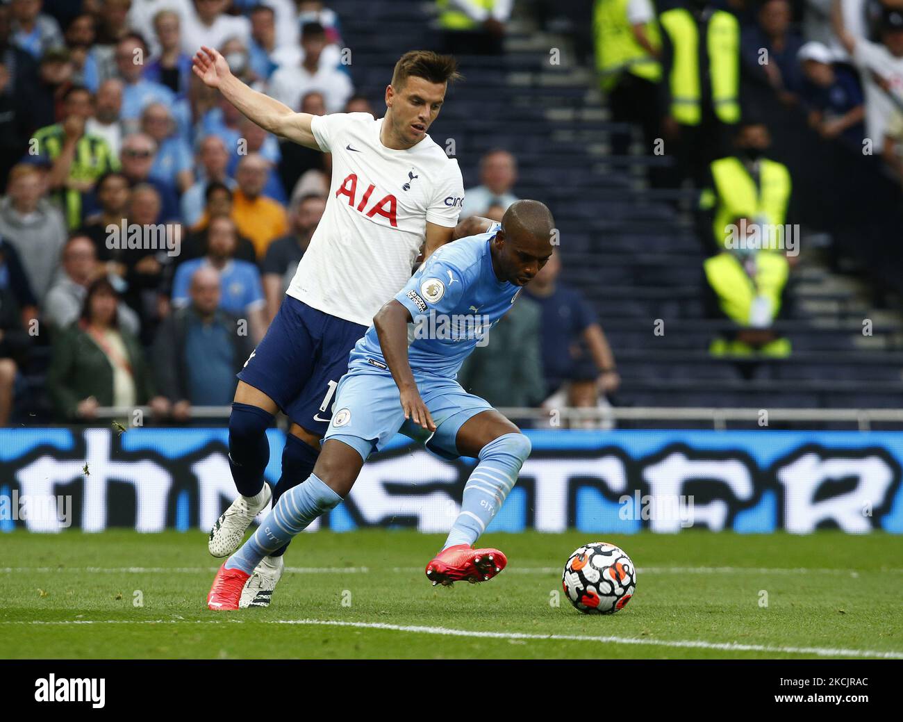 TManchester City's Fernandinho under pressure from Tottenham Hotspur's ...