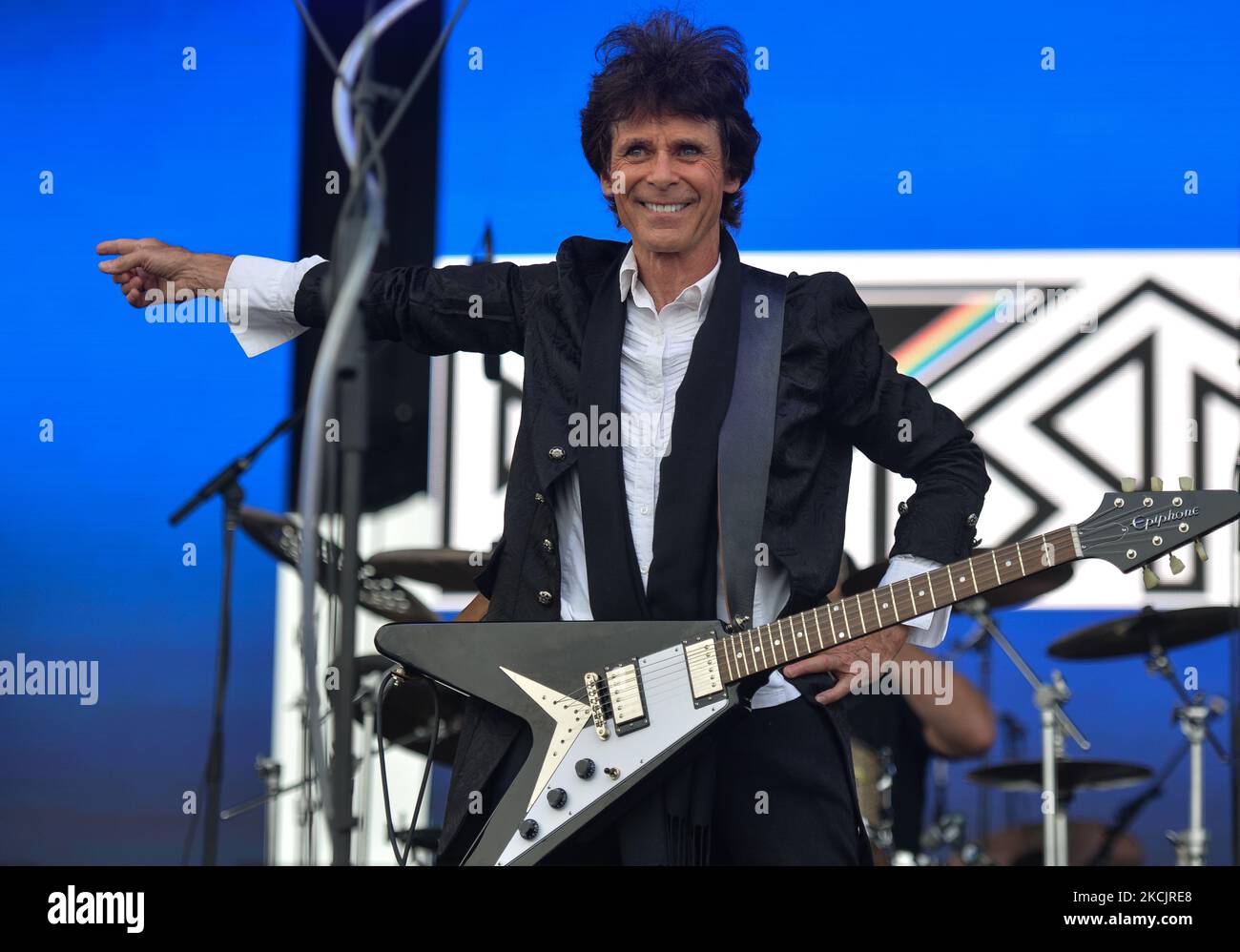 Prism lead singer Al Harlow performs on stage during Edmonton Rock Fest ...
