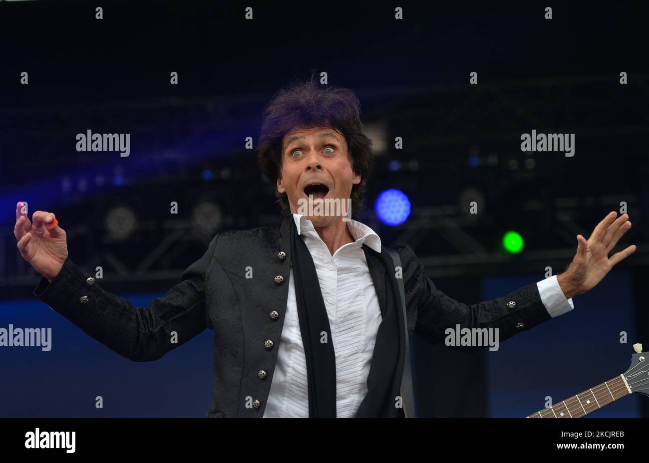 Prism lead singer Al Harlow performs on stage during Edmonton Rock Fest ...