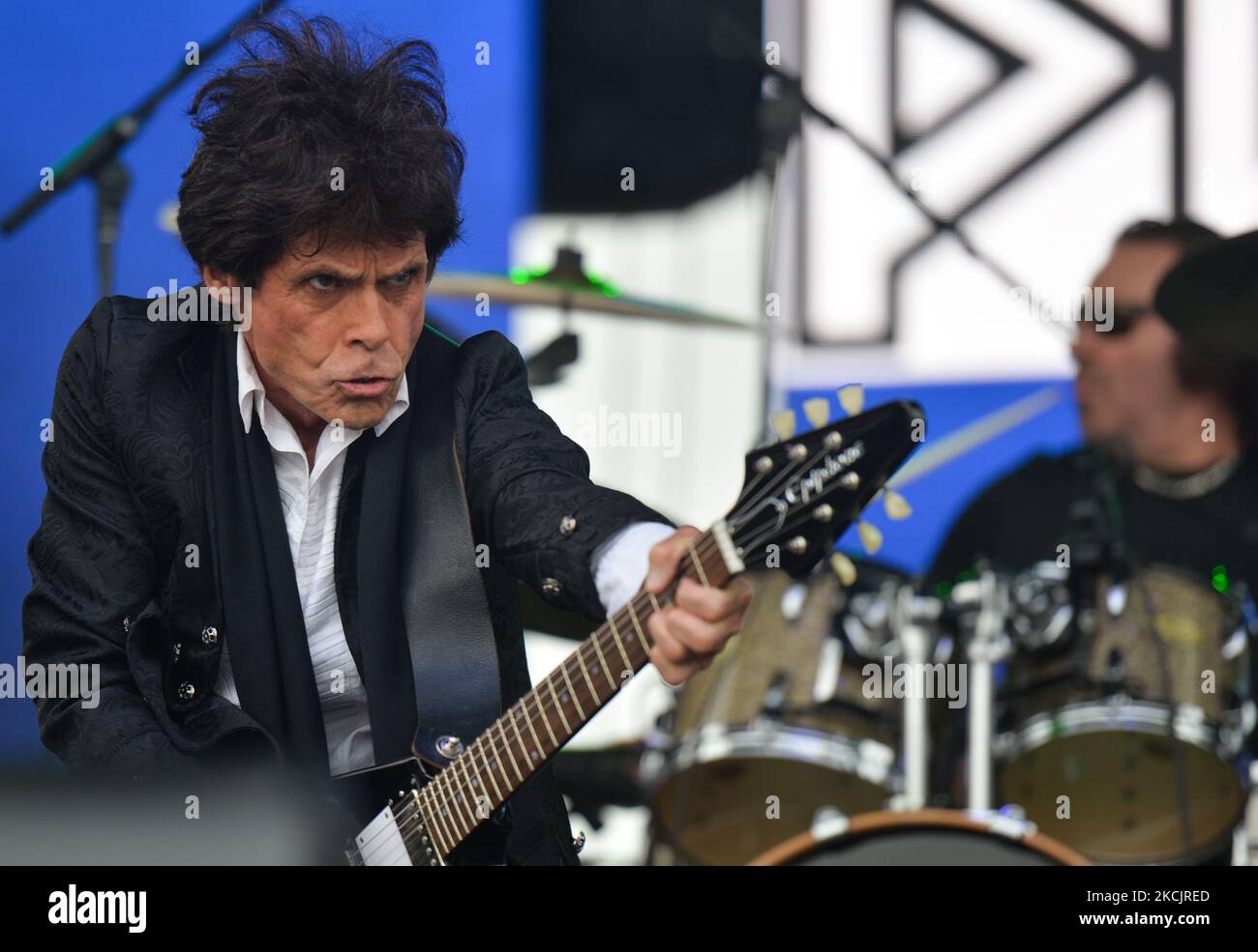 Prism lead singer Al Harlow performs on stage during Edmonton Rock Fest ...