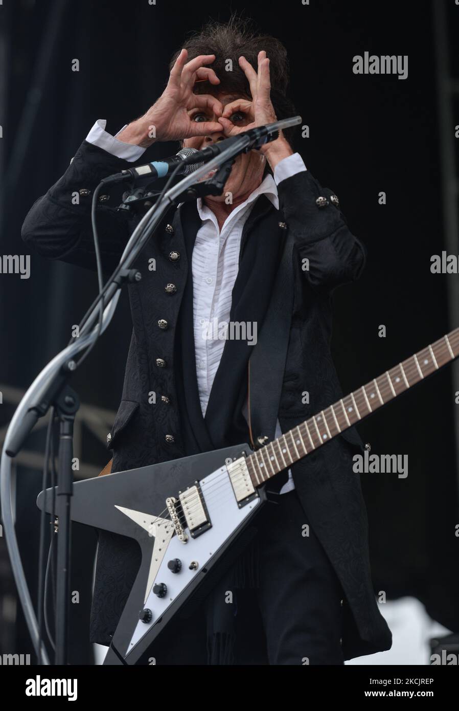 Prism lead singer Al Harlow performs on stage during Edmonton Rock Fest ...