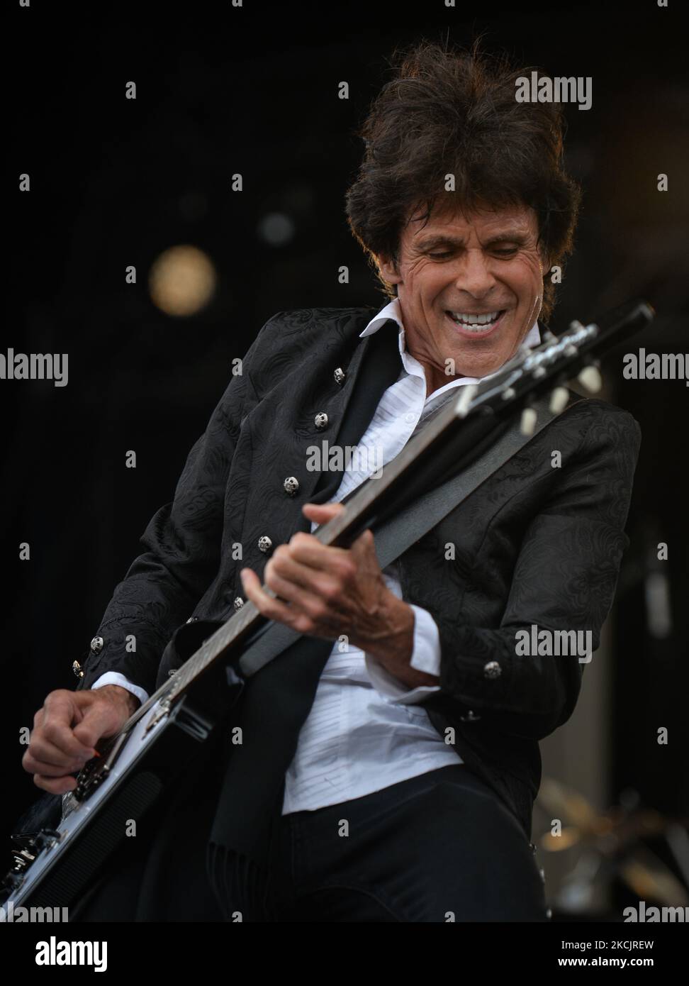 Prism lead singer Al Harlow performs on stage during Edmonton Rock Fest ...