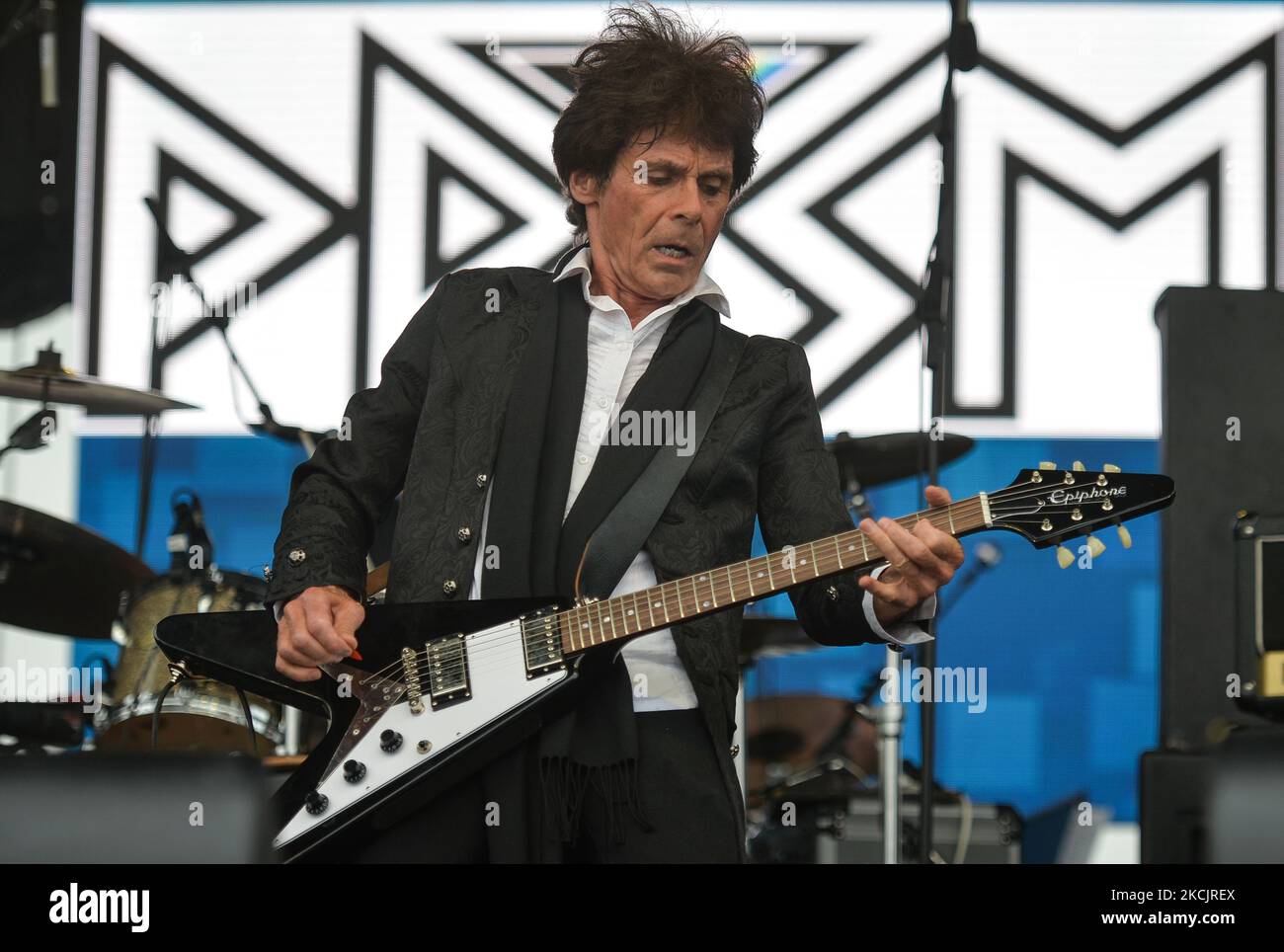 Prism lead singer Al Harlow performs on stage during Edmonton Rock Fest ...