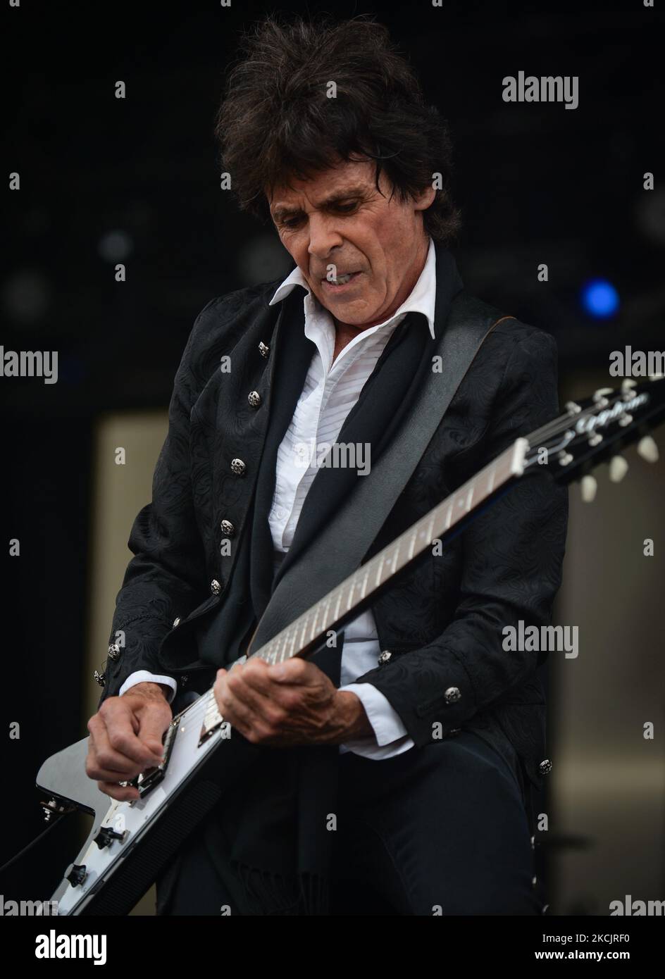 Prism lead singer Al Harlow performs on stage during Edmonton Rock Fest ...