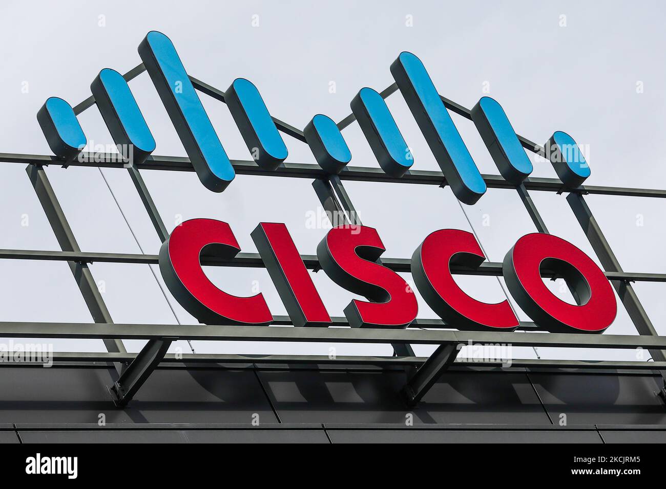 Cisco company logo is seen on the office building in Krakow, Poland on ...