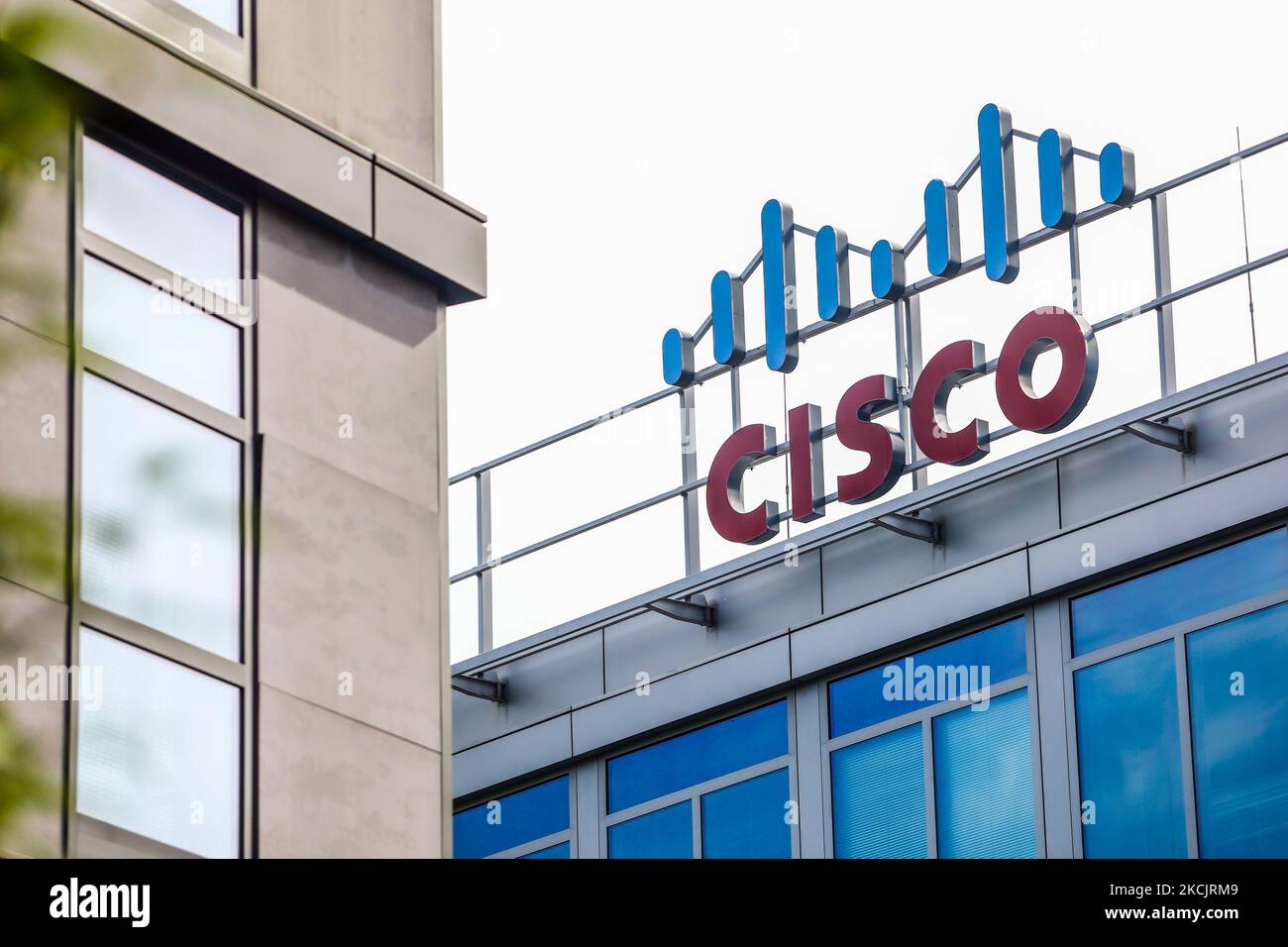 Cisco company logo is seen on the office building in Krakow, Poland on ...