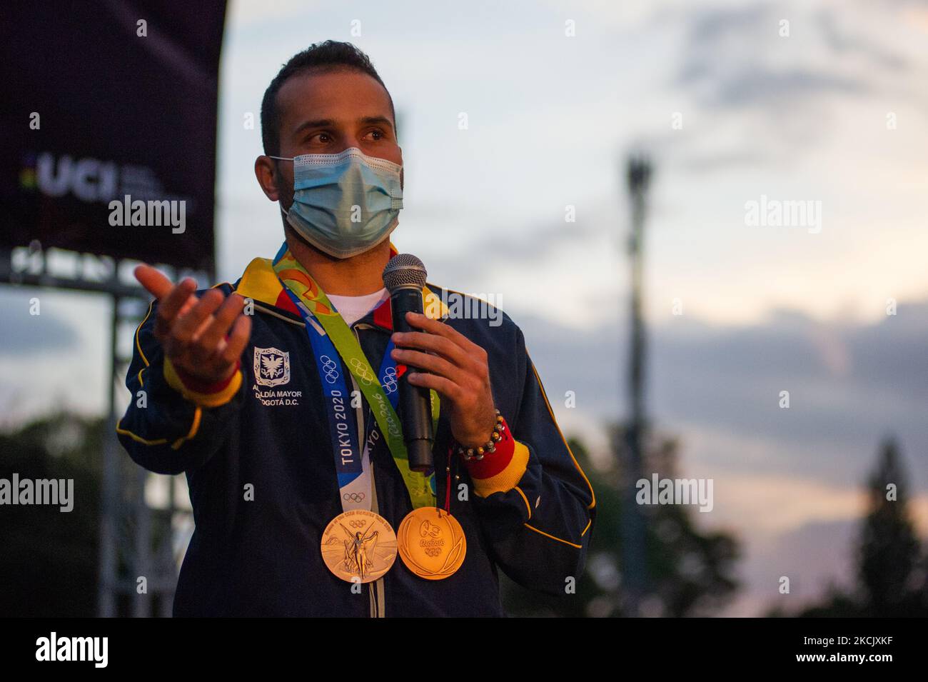 Carlos Ramirez speaks live to the press during the name inauguration of ...