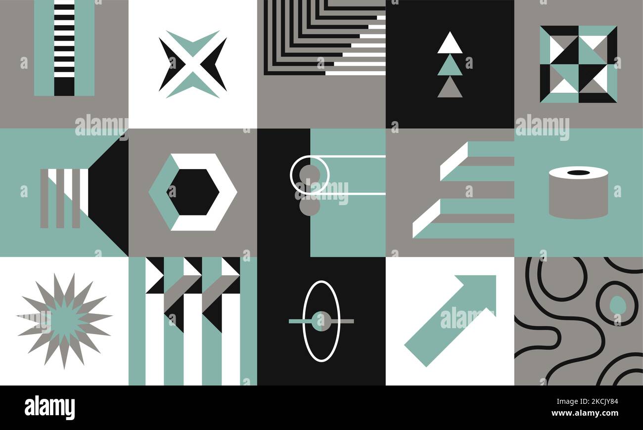 Geometric shapes and abstract forms in square, print or seamless ...
