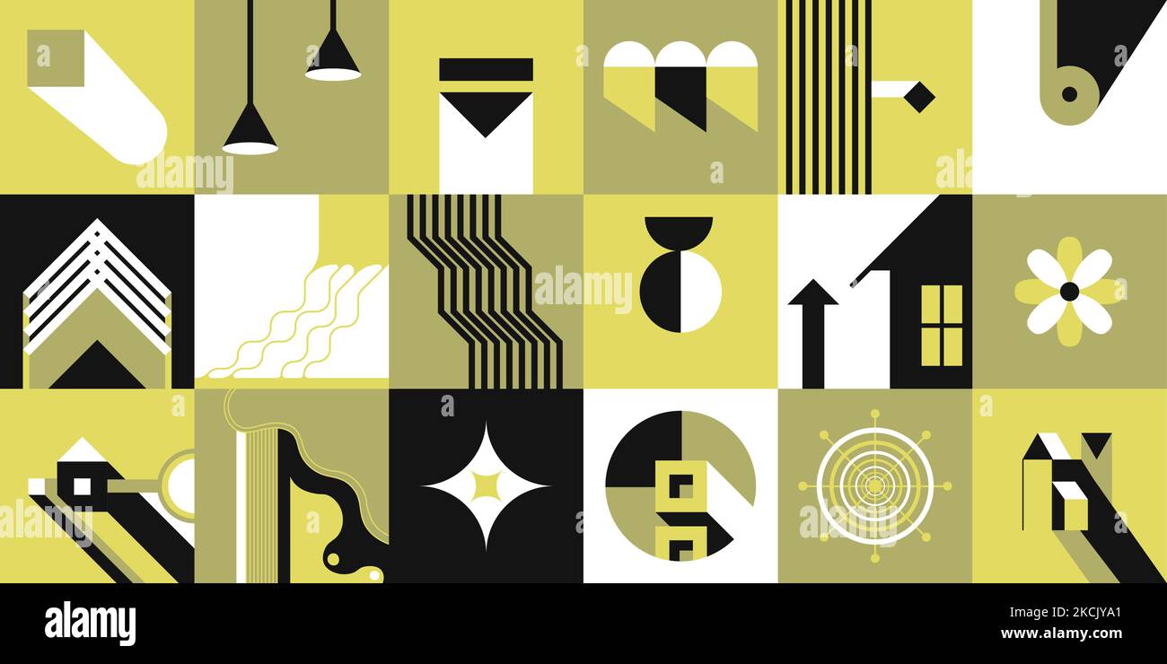 Geometric shapes and abstract forms in square, print or seamless ...