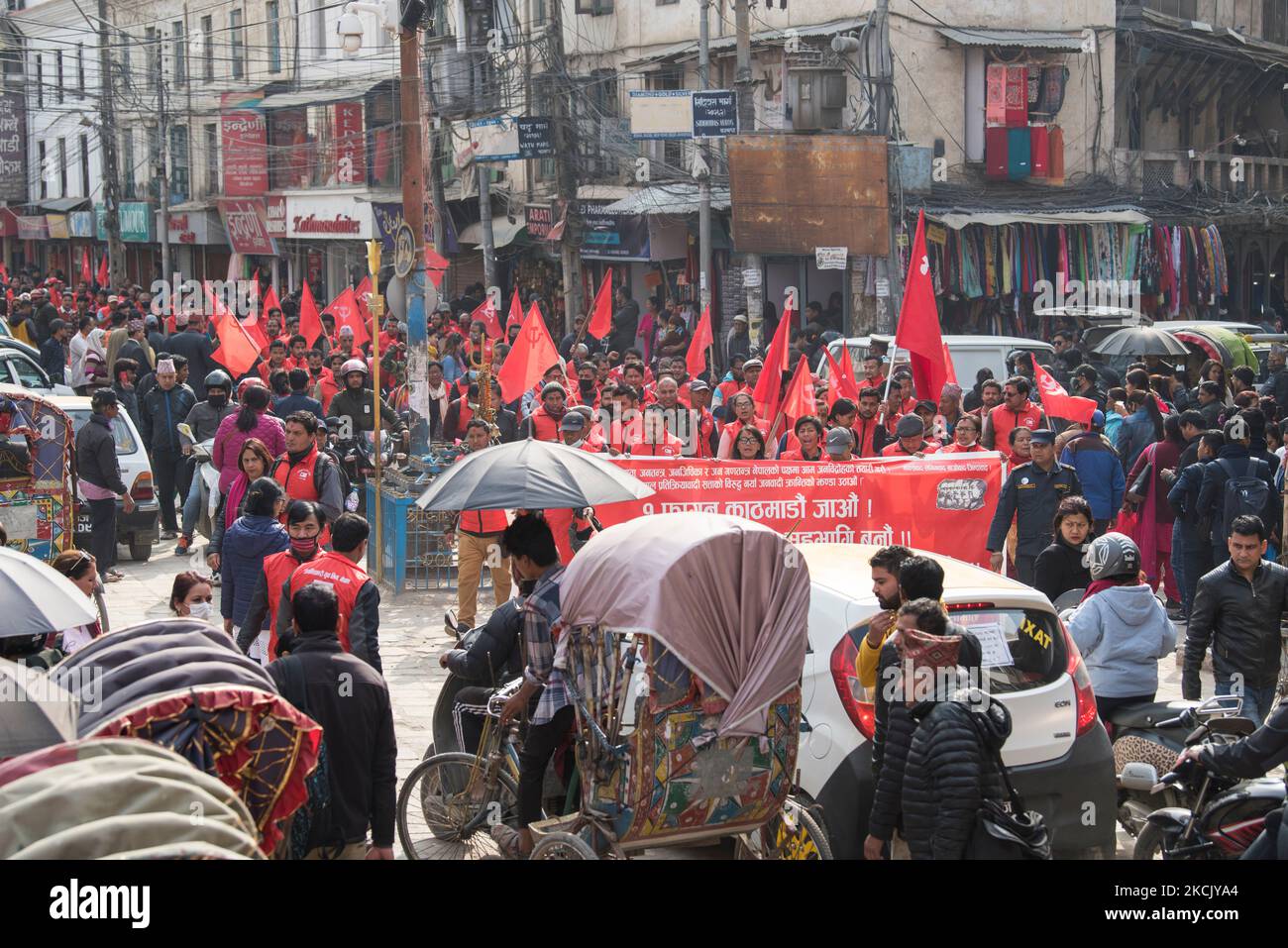 Kathmandu, Nepal- April 20,2022 : Communist protest rally on the ...