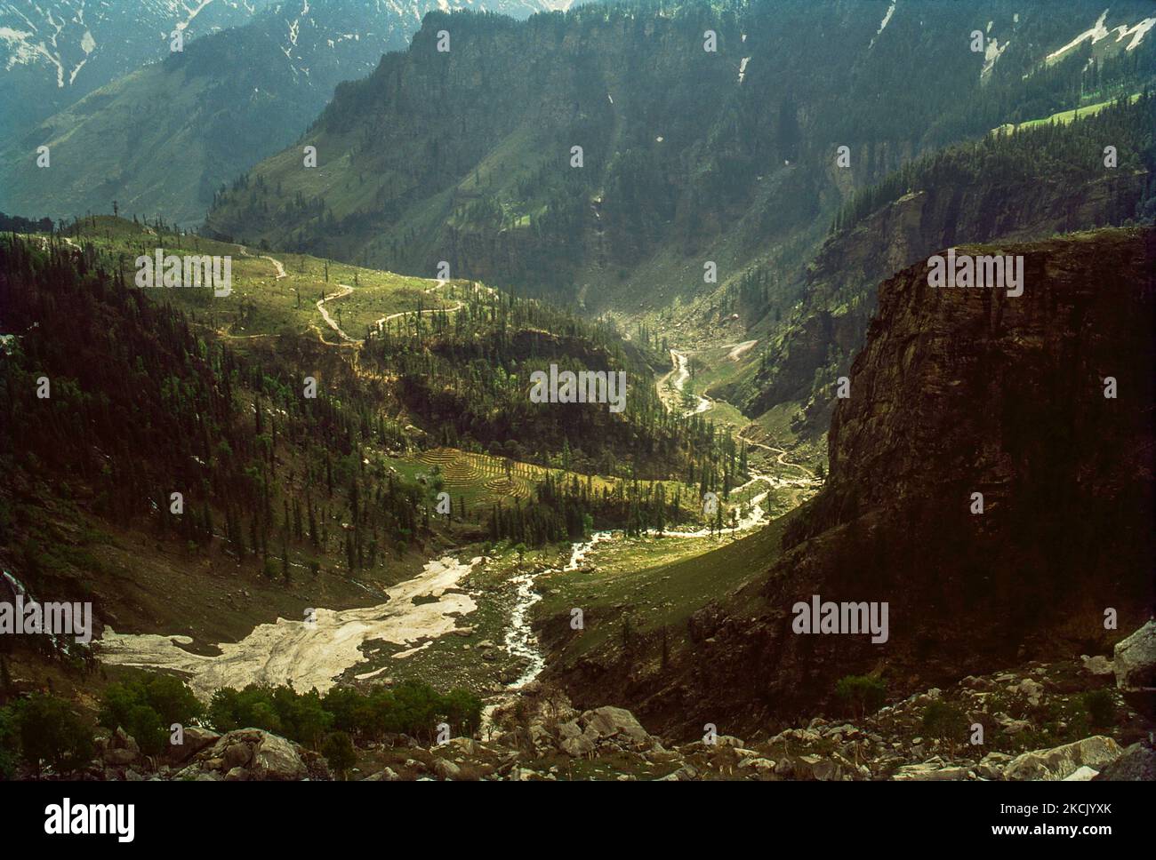Beas River and beautiful valley at Gulba Himachal Pradesh Stock Photo ...