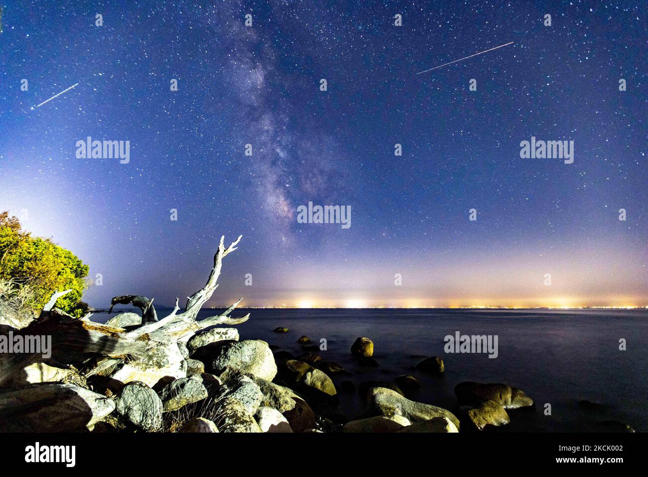 The Milky Way in the dark Greek night sky with the illuminating stars ...