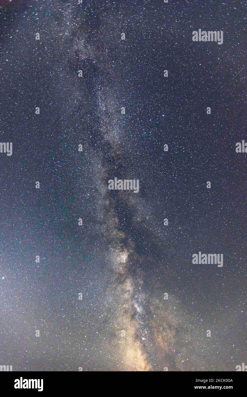 The Milky Way in the dark Greek night sky with the illuminating stars ...