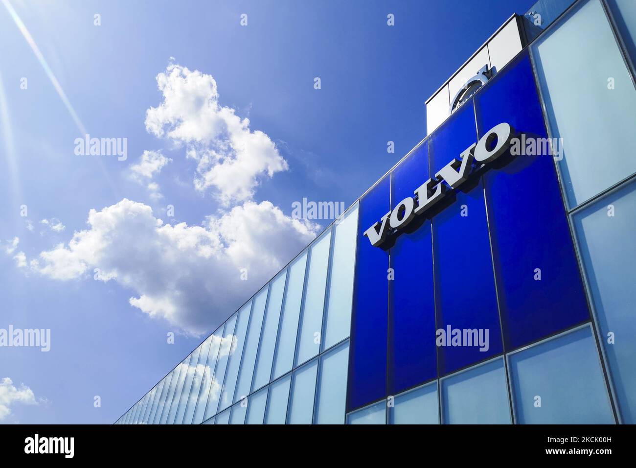 Volvo car showroom is pictured in Krakow, Poland on August 18, 2021 ...