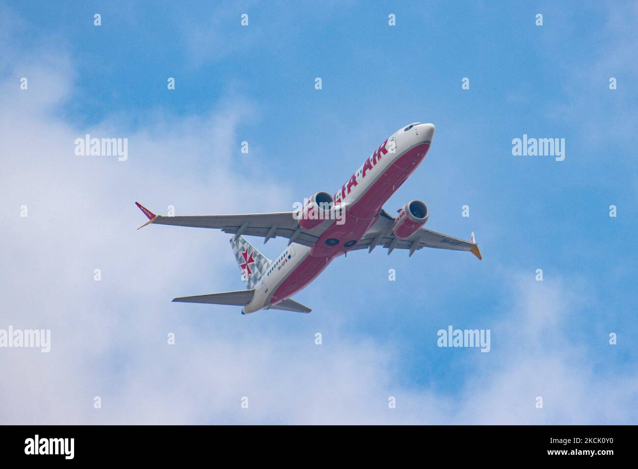 A Malta Air Boeing 737 MAX 8 aircraft as seen landing at Thessaloniki ...