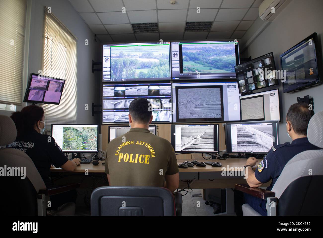 The control room of the new camera systems in Nea Vyssa. Greece ...