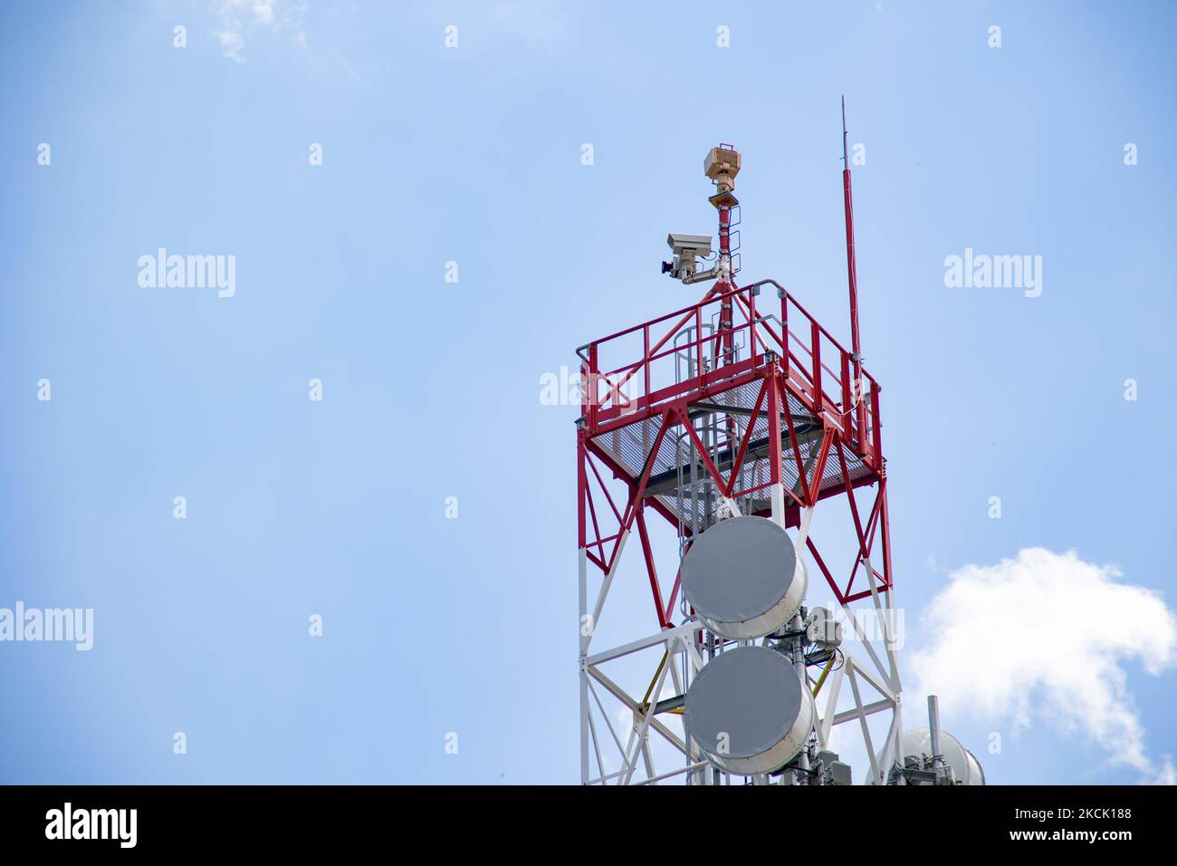 TA police car infront of the new towers equiped with zoom cameras ...