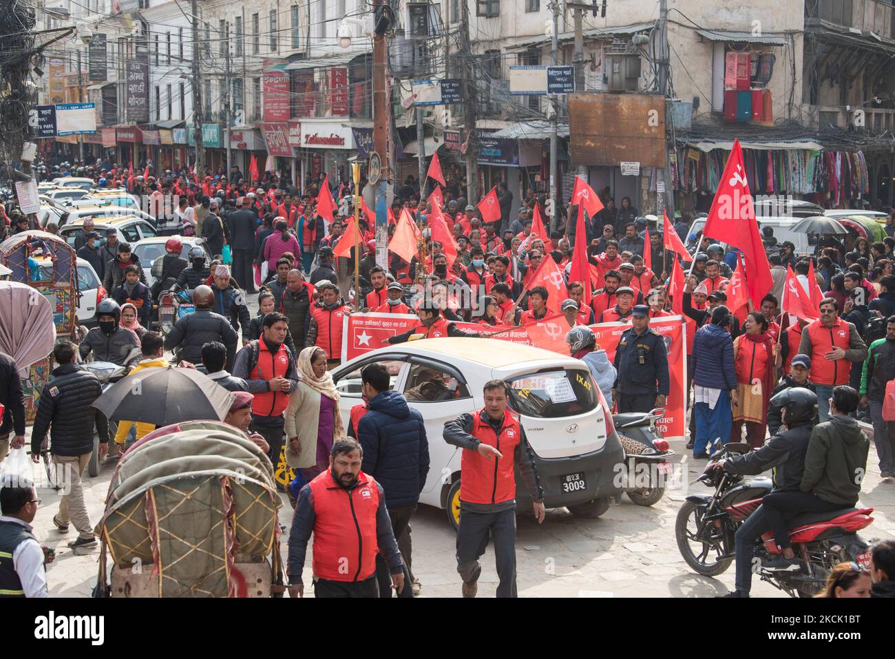 Kathmandu, Nepal- April 20,2022 : Communist protest rally on the ...