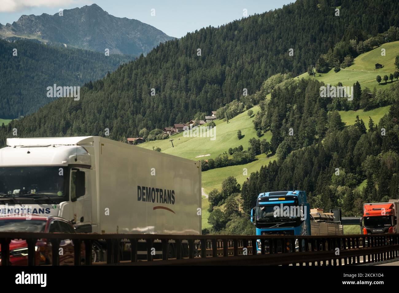 ITALY -AUGUST 19 Italy, Austria, a view from the Brenner motorway with ...