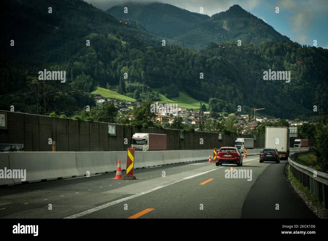 A view from the Brenner motorway with transit of vehicles . On August ...