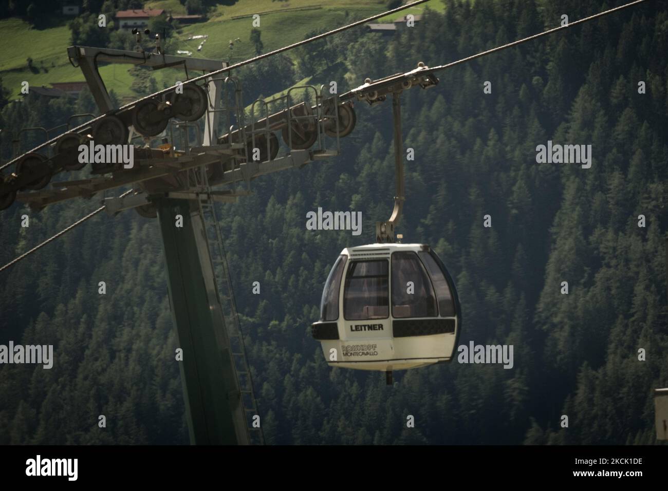 A view of the Monte Cavallo cable car. The Monte Cavallo ski area is ...