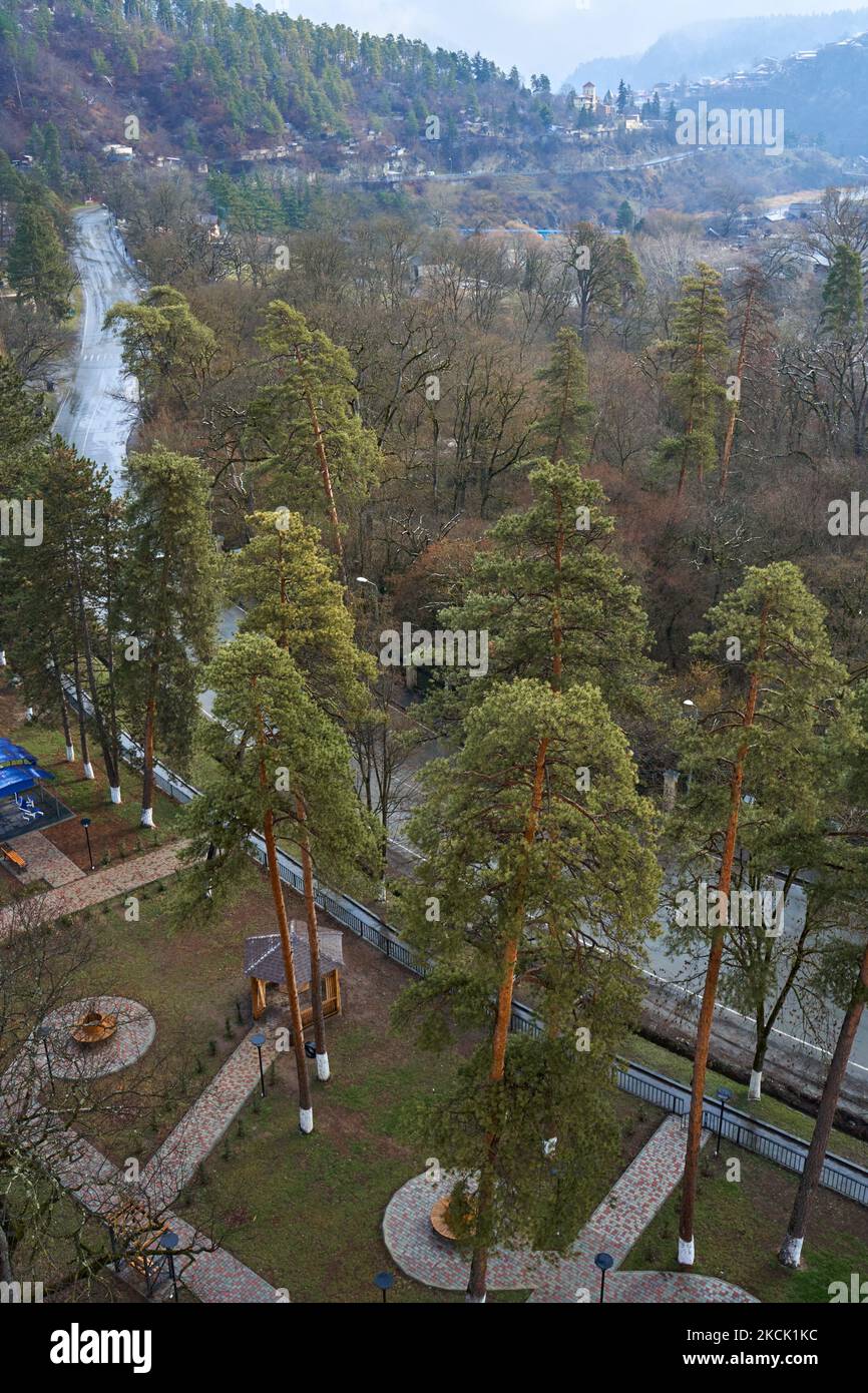 Borjomi city in Georgia. City among the mountains. Clean air and beauty ...