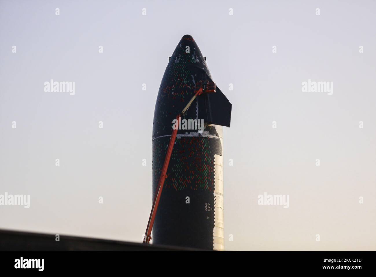 After fully stacking Starship and Super Heavy Booster, resulting in the ...