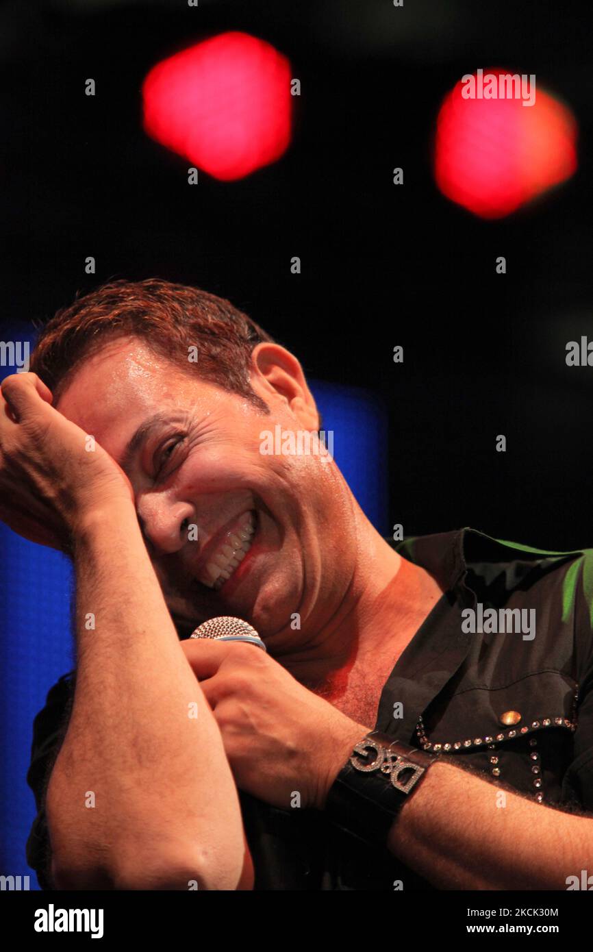 Egyptian singer Hakim performing during an open air concert held for ...