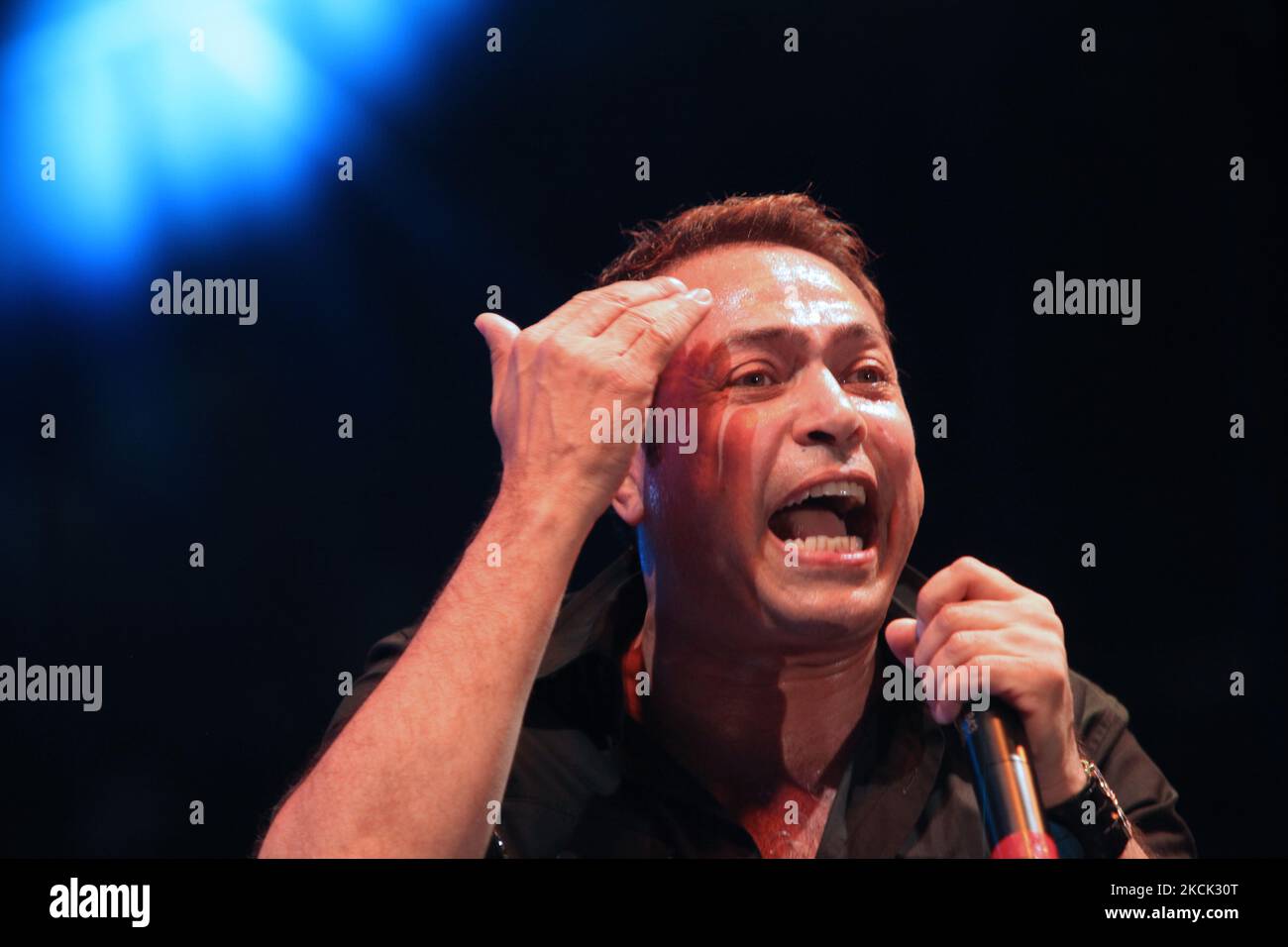 Egyptian singer Hakim performing during an open air concert held for ...