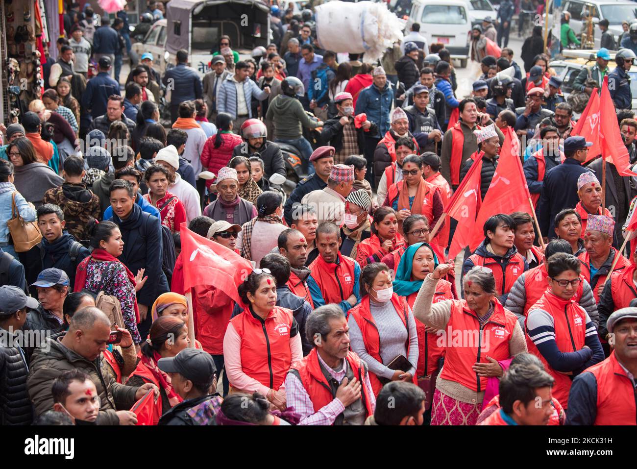 Kathmandu, Nepal- April 20,2022 : Communist protest rally on the ...