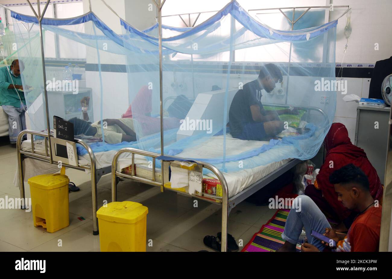 Patients lie under mosquito nets in the dengue ward of Mitford Hospital ...
