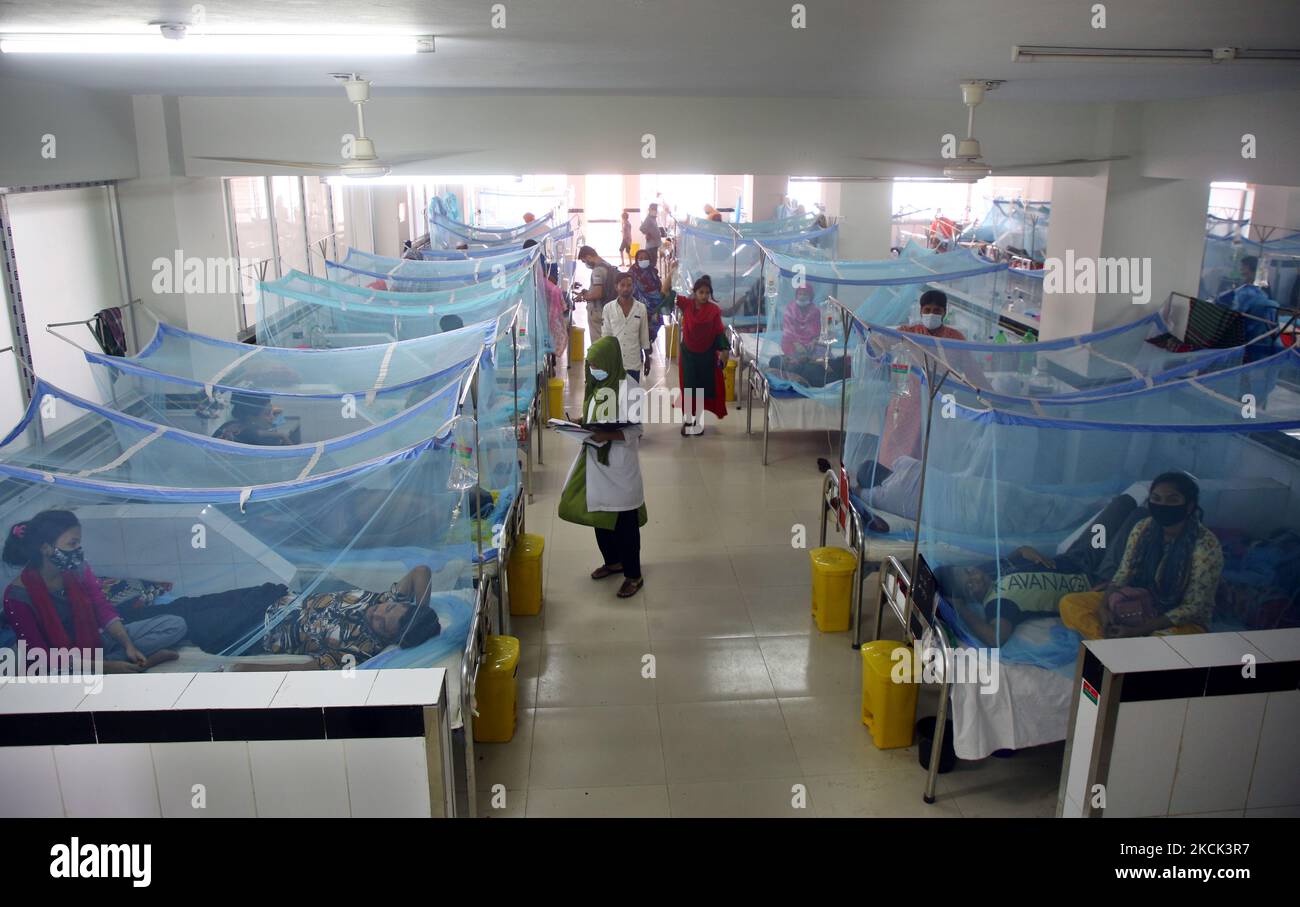 Patients lie under mosquito nets in the dengue ward of Mitford Hospital ...