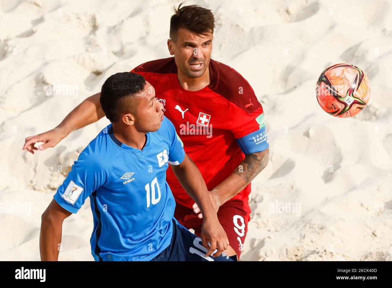 Dejan Stankovic (R) of Switzerland and Andres Osorio of El Salvador in ...