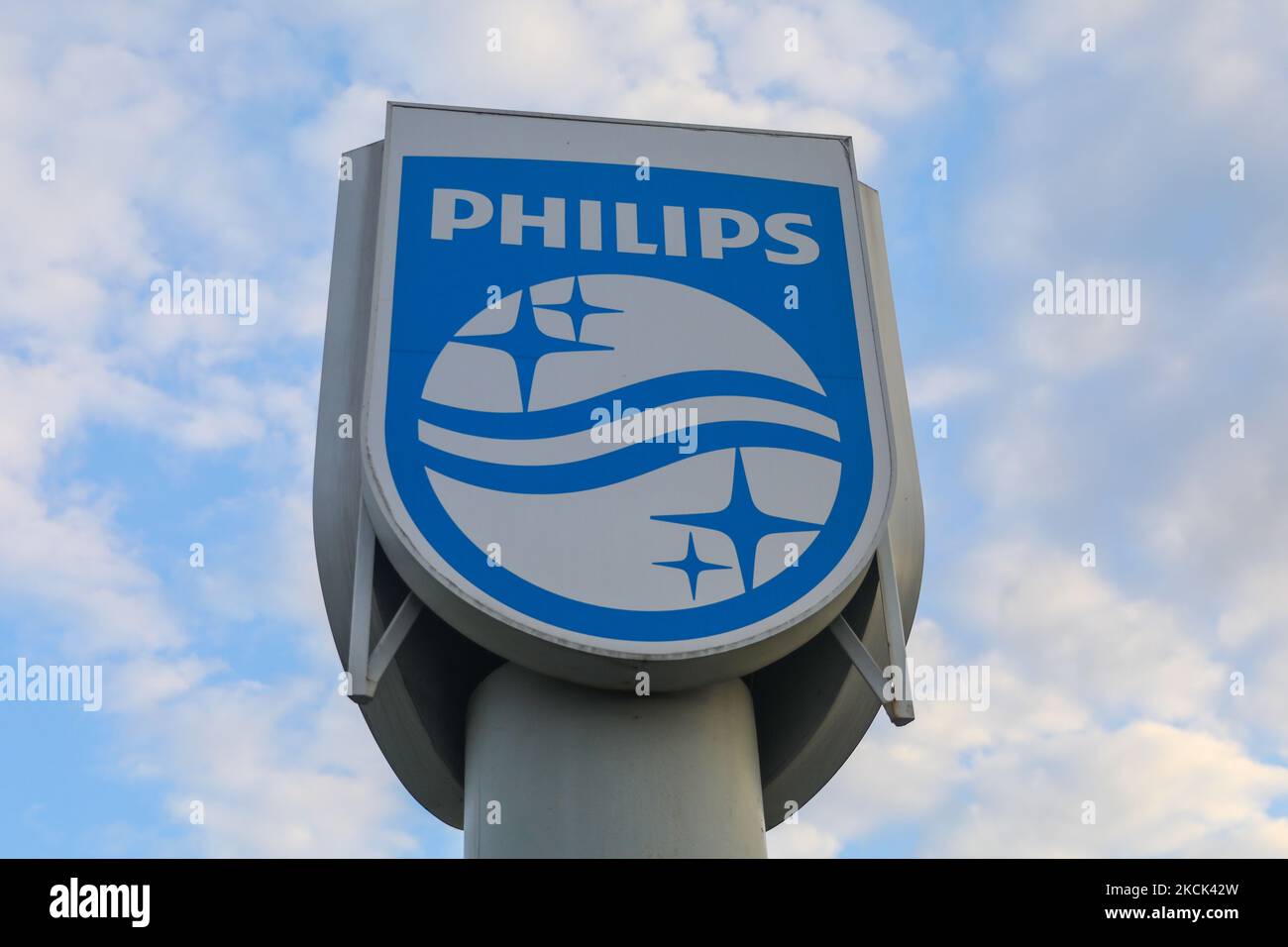 Philips logo sign in front of the office building in Warsaw, Poland on ...
