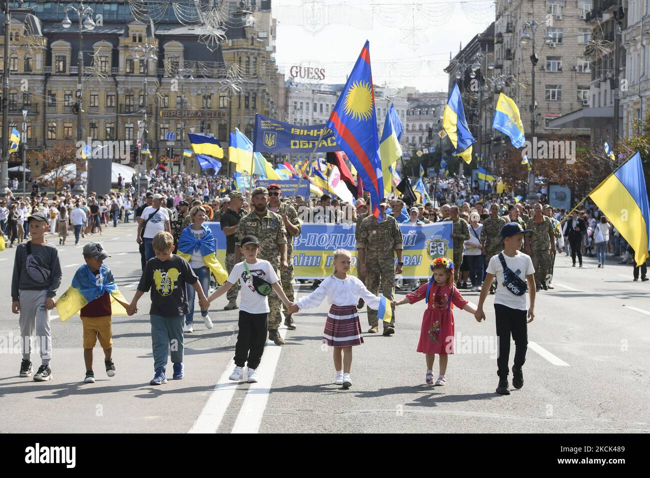 Ukrainian veterans of war on east of Ukraine take part in the March of ...