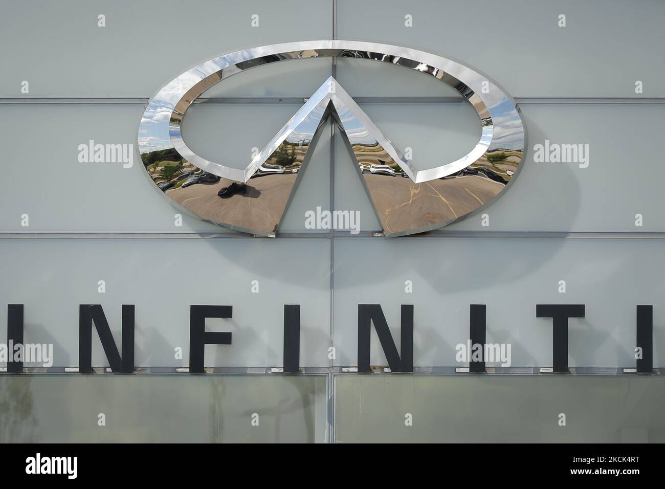 Infiniti logo seen outside an Infiniti dealership in South Edmonton. On ...