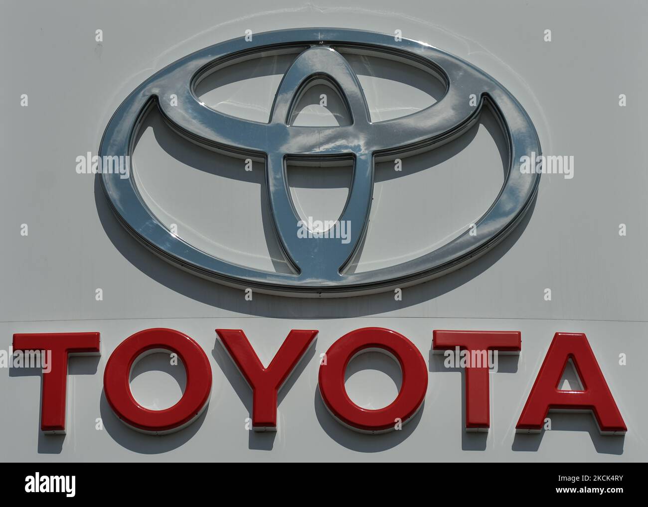 Toyota logo seen outside a Toyota dealership in South Edmonton. On ...