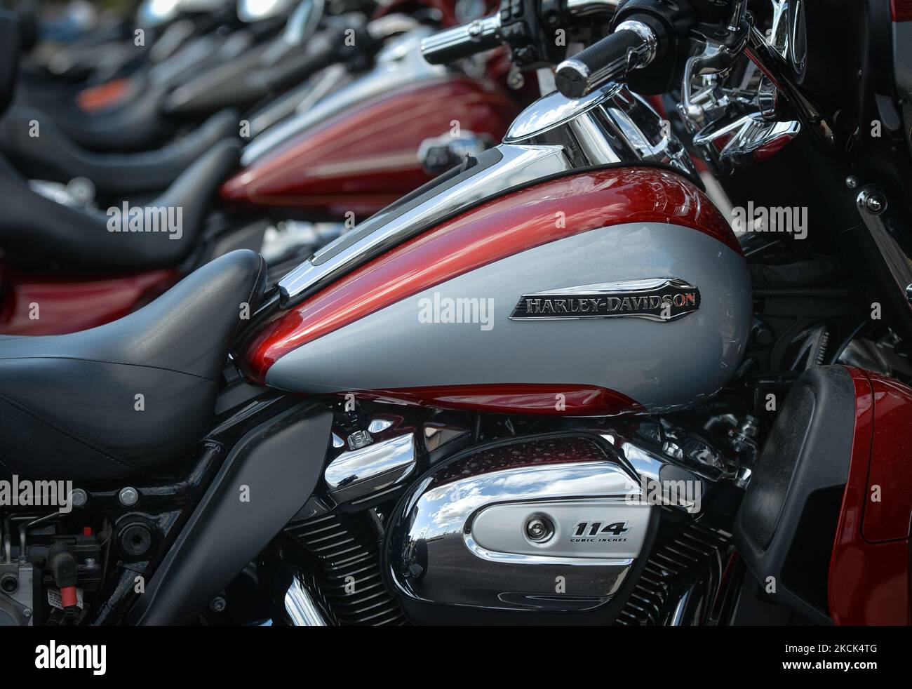 Harley-Davidson motocycles seen outside a Harley-Davidson dealership in ...