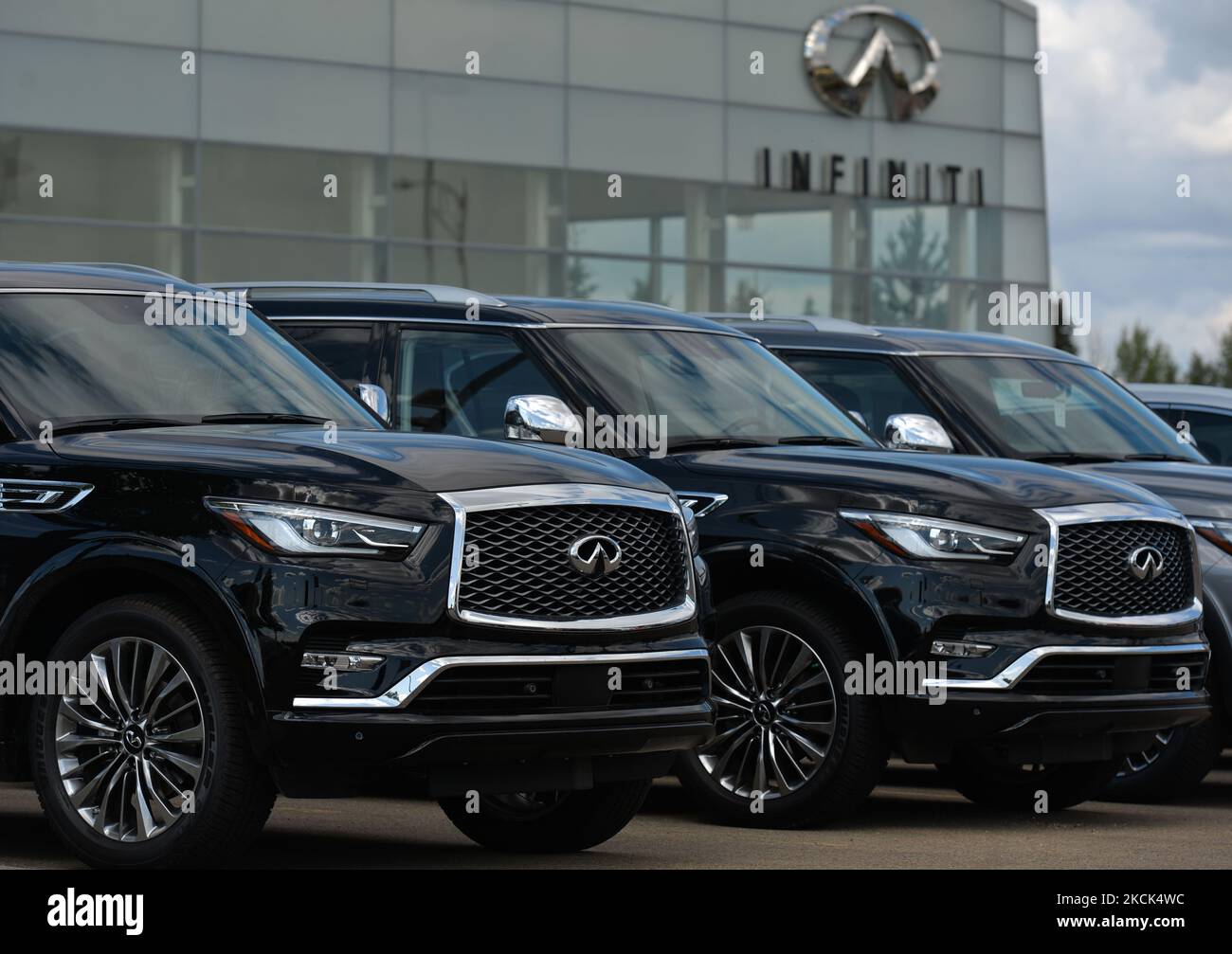 New Infiniti cars parked outside an Infiniti dealership in South ...