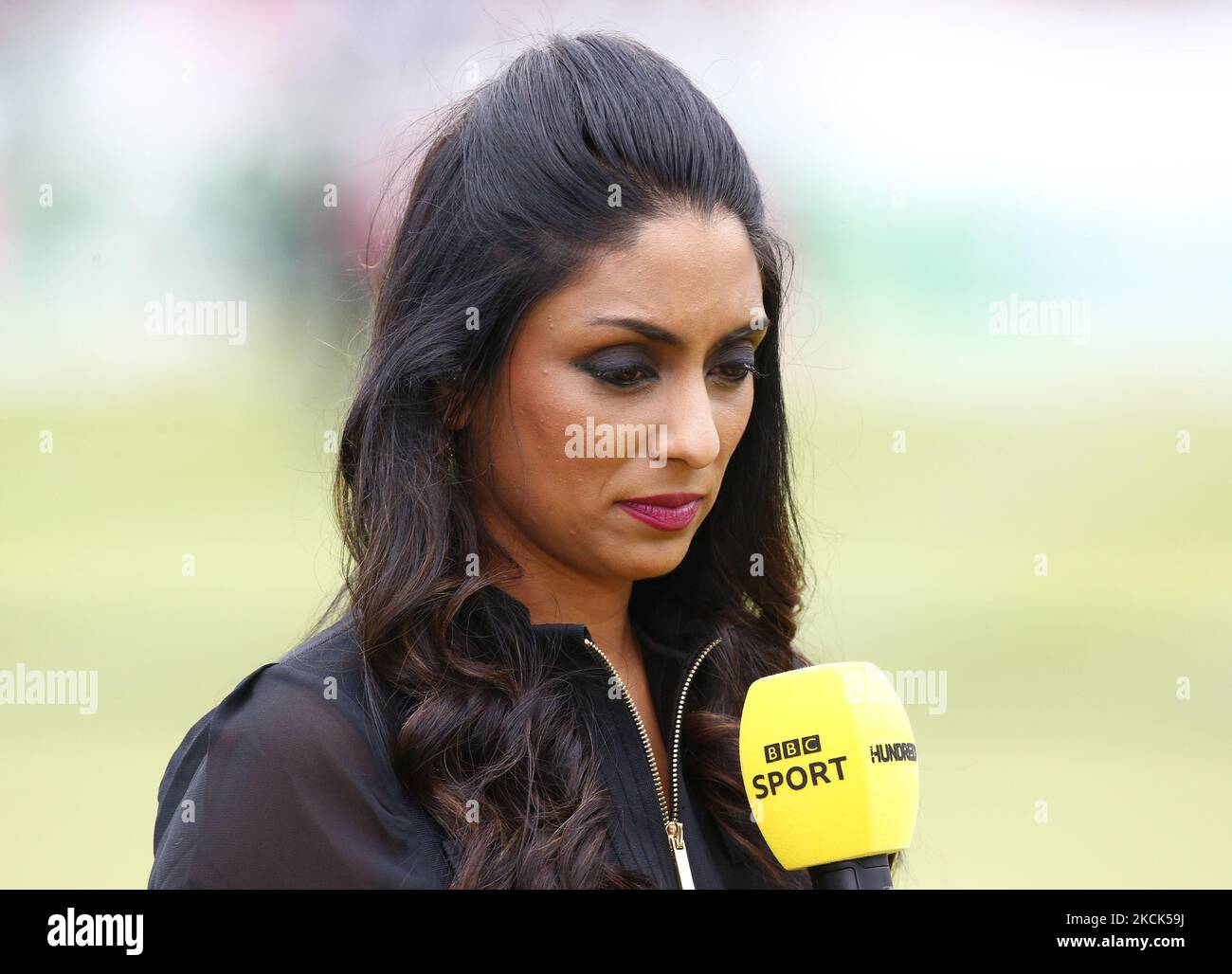 isa Guha working for BBC Sport during The Hundred Women Final between ...