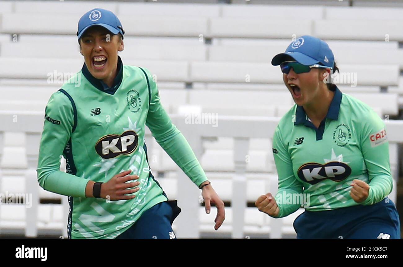 Alice Capsey of Oval Invincibles Women celebrates the catch of Gaby ...