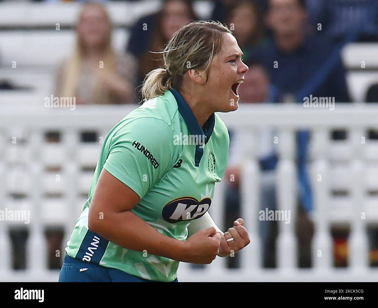 Dane Van Niekerk of Oval Invincibles Women celebrates the stumping by ...